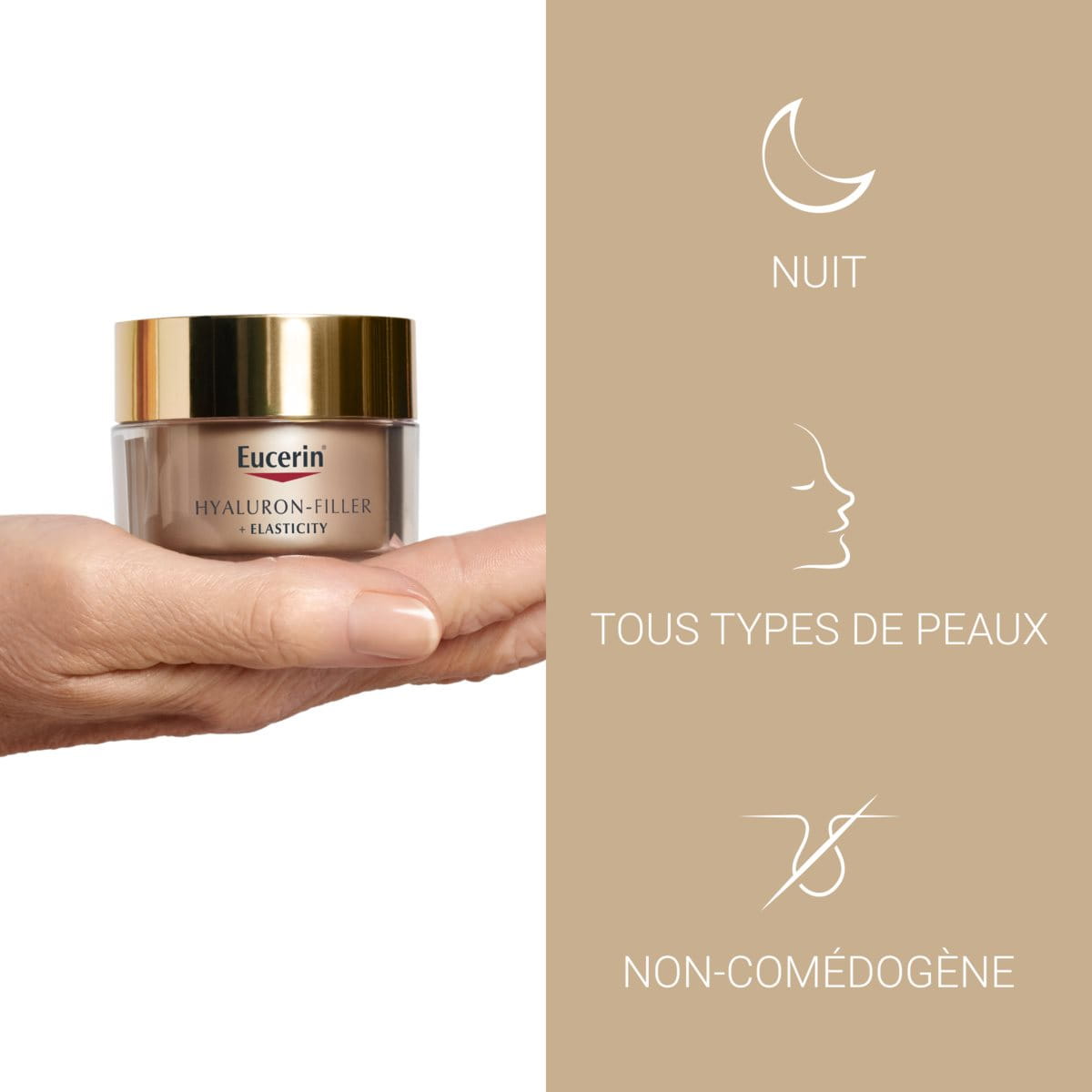 EUCERIN HYALURON-FILLER + ELASTICITY - Soin de Nuit anti-âge pour peaux matures | Eucerin